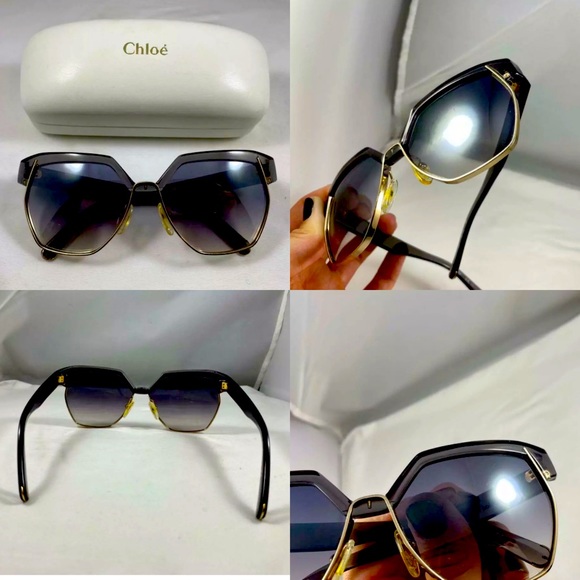 Chloe | Accessories | Chlo Sunglasses Daphne Gradient Black Grey 7s Oversized Look With Case ...